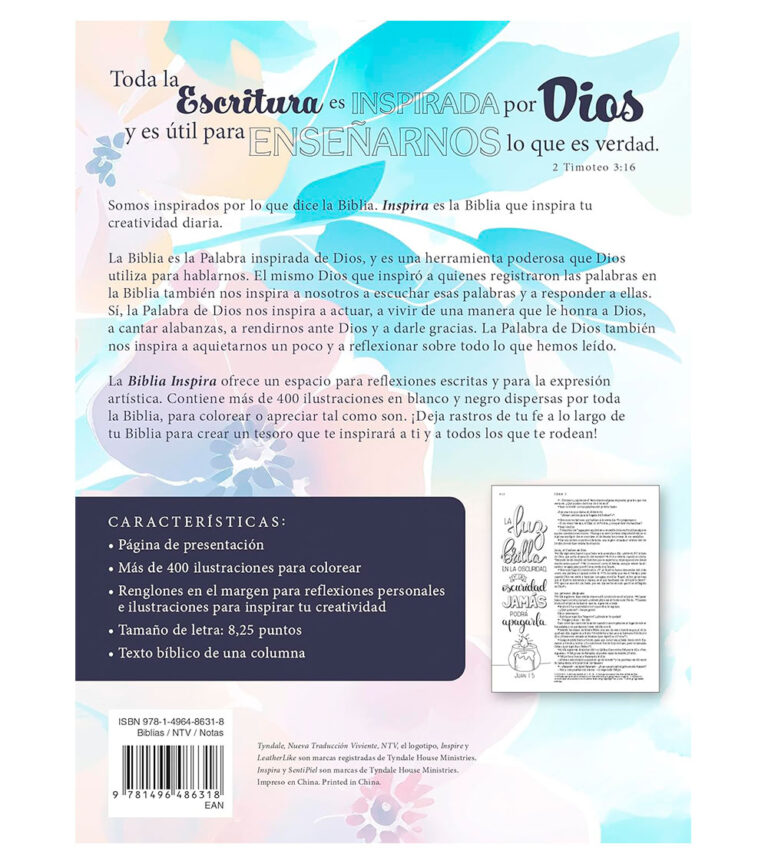 Biblia Inspira NTV – Imitacion Paraiso Floral | Libreria Peniel